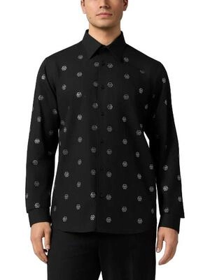 Philipp Plein Sugar Daddy Cut Shirt Monogram Strass - Black