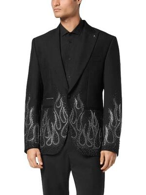 Philipp Plein Gabardine Blazer Ls Strass Flame - Black