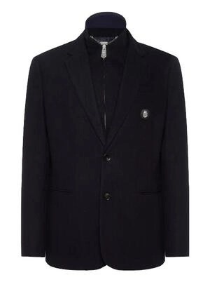 BILLIONAIRE Woolen Travel Hood Blazer - Navy
