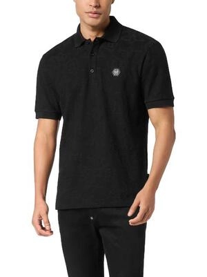 Philipp Plein Polo T-shirt Jacquard Crest Men Black