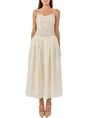 Endless Rose Lace Corset Midi Dress - Cream