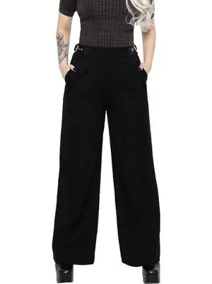 DISTURBIA Nightingale Buckle Wide Leg Trousers - Black
