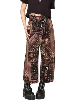 DISTURBIA Nola Folk Patchwork Culottes - Black