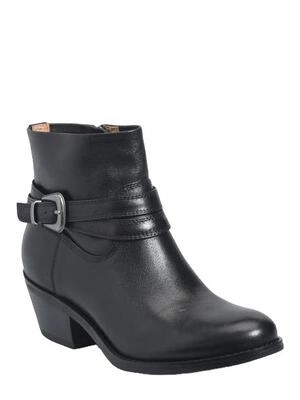 SOFFT Alessandra Leather Buckled Block Heel Bootie - Black
