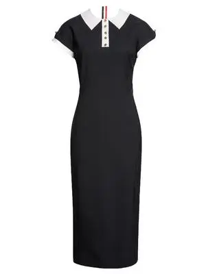 Thom Browne Wool Hopsack Trompe L'oeil Polo Dress - Navy