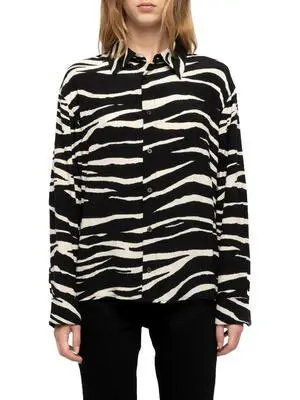 Zadig&Voltaire Tyrica Zebra Print Long Sleeve Shirt - Black