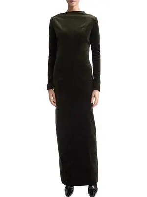 JIL SANDER Jil Sander Stretch Velvet High Neck Ankle Dress