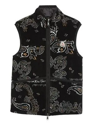 Moncler Reversible Paisley Print Fleece And Diamond Quilted Vest - Black