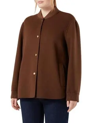 Marina Rinaldi Virgin Wool Blend Short Coat - Biscuit