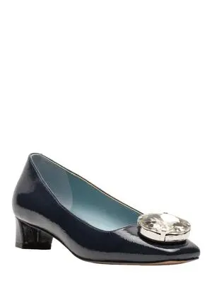 FRANCES VALENTINE Embellished Square Toe Pump - Navy