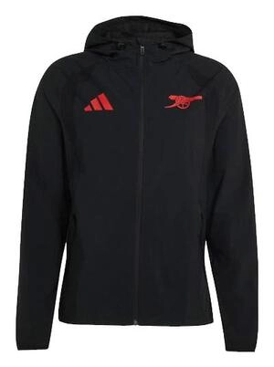 Adidas Arsenal Fc Tiro Travel Full-zip Windbreaker - Black