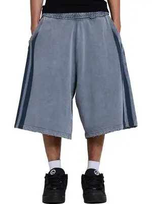 JADED LONDON Distressed Washed Side Stripe Sweat Shorts - Charcoal