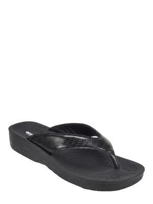 AEROTHOTIC AEROTHOTIC Meira Croc-Embossed Platform Flip-Flop Black