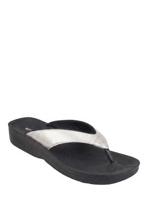 AEROTHOTIC Meira Croc-embossed Platform Flip-flop - Silver