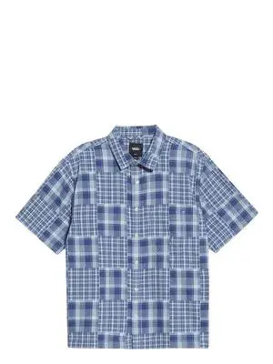 VANS Larkspur Mixed Plaid Cotton Button-up Shirt - True Navy