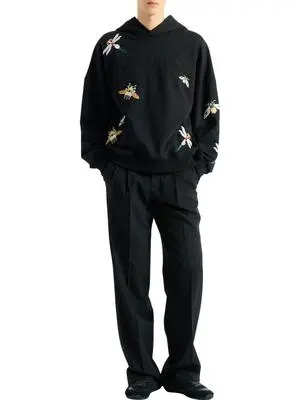 Balmain Embroidered Insect Hoodie - Black