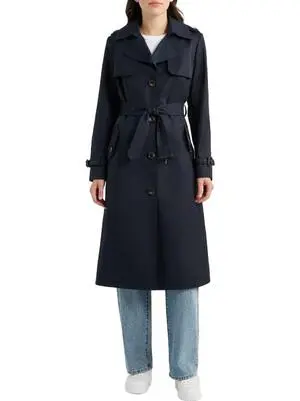 Sam Edelman Classic Belted Trench Coat - Navy