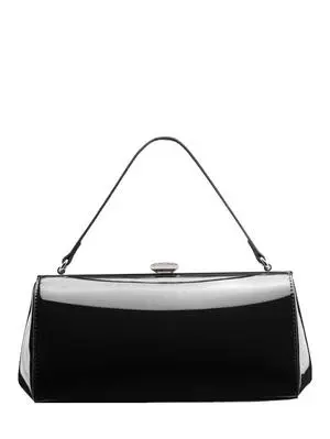Nina Delsie Faux Patent Leather Frame Clutch With Top Handle - Black