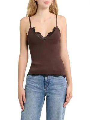 Deluc Lace Trim Camisole - Chocolate