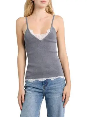 Deluc Lace Trim Camisole - Grey