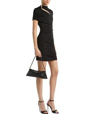 Balmain Draped Jersey Bodycon Dress - Black
