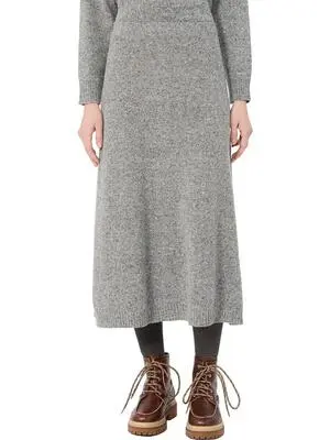 Max Mara Wool & Silk Midi Skirt - Medium Grey
