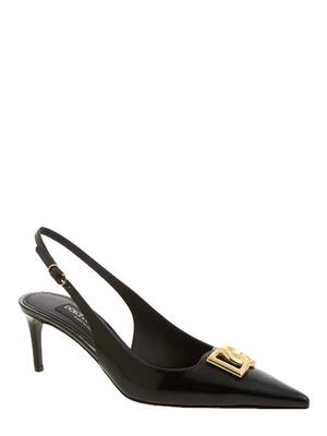 DOLCE&GABBANA BEAUTY Dg Logo Pointed Toe Slingback Pumps - Black
