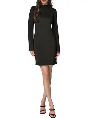 DONNA KARAN NEW YORK Donna Karan New York Mock Neck Long Sleeve Crepe Mini Dress