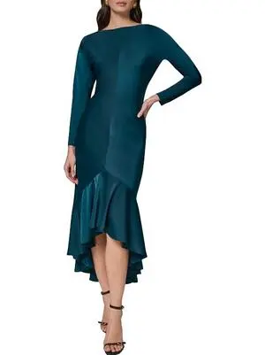 Donna Karan New York Long Sleeve Ruffle Hem High-low Dress - Hudson