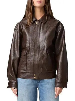 Paige Ashland Aviator-inspired Faux Leather Jacket - Dark Brown