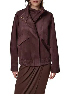 Donna Karan New York Faux Suede Zip-front Jacket - Espresso