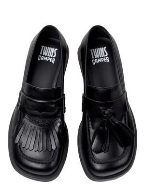 Camper Donna Twins Mismatch Loafers With Fringe And Tassels - Black