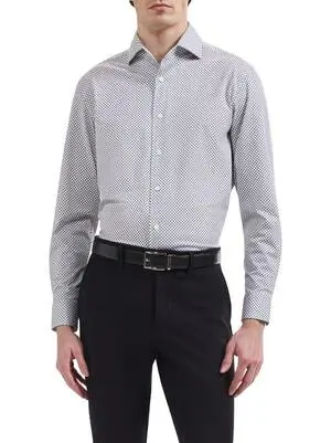 Bugatchi Devon Ooohcotton Stretch Button Up Shirt - Chalk