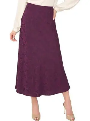 Halogen Jacquard Pull-on Midi Skirt - Winter Bloom