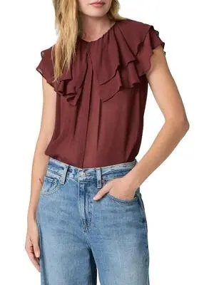 Paige PAIGE Lucia Double Ruffle Collar Top Garnet