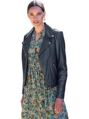 CELTIC & CO. Nappa Leather Biker Jacket With Asymmetrical Zip - Indigo