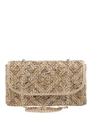 Nina Cerise Textured Clutch With Chain Strap - Gold Multi