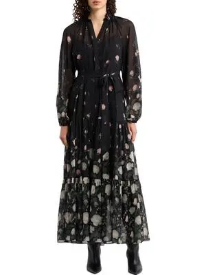 KOBI HALPERIN Kobi Halperin Robin Floral Tiered Chiffon Maxi Dress
