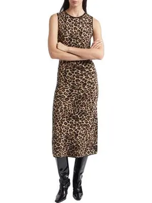 TOCCIN Toccin Alessia Sleeveless Wool Maxi Dress With Animal Print