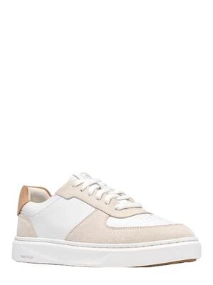 Clarks Court Sneaker With Perforated Leather Upper - White Combo
