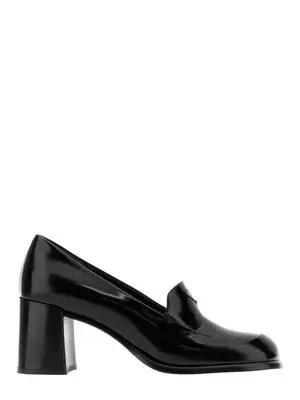 Prada Leather Block Heel Pumps - Black
