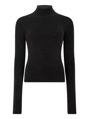 GANNI Ribbed Knit High-neck Sweater - Grey