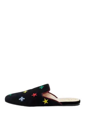 Gucci Princetown Embroidered Velvet Mules - Black