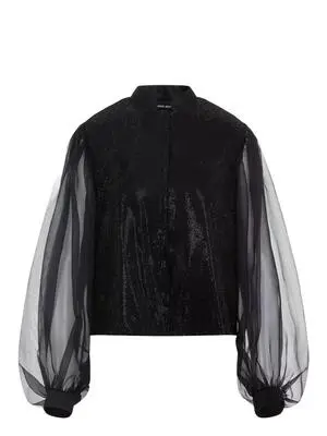 Giorgio Armani Rhinestone-embellished Blouse With Puff Sleeves - Black