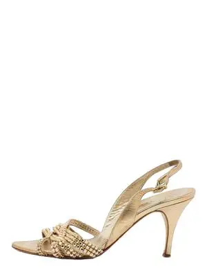 GINA Embellished -tone Crystal Sandals - Gold