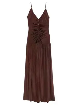 Raquel Diniz Ruched Sleeveless Maxi Dress - Brown