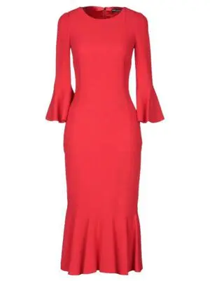 Dolce & Gabbana Slim Fit Midi Dress With Three-quarter Sleeves - Red