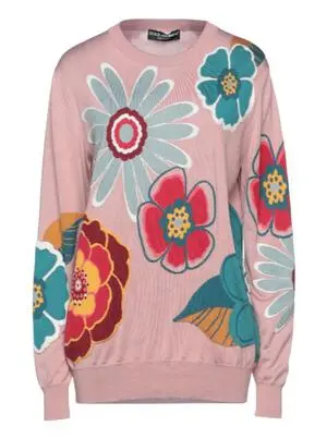 Dolce & Gabbana Dolce & Gabbana Floral Print Knit Long Sleeve Top Pink