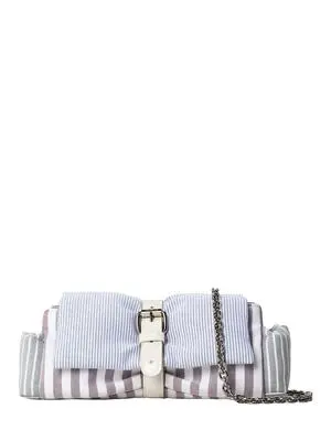 VIVIENNE WESTWOOD Striped Woven Handbag With Bow Detail - White