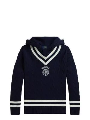 POLO RALPH LAUREN Polo Ralph Lauren Cableknit V-Neck Hooded Sweater